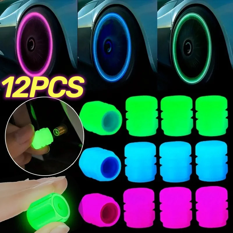1-12PCS-Car-Luminous-Tire-Valve-Cap-Motorcycle-Bike-Wheel-Nozzle-Night ...