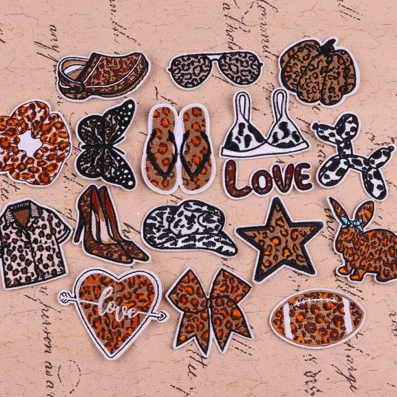 Leopard-Shoes-Hat-Heart-Star-Embroidery-Patch-DIY-Iron-On-Patches-For ...