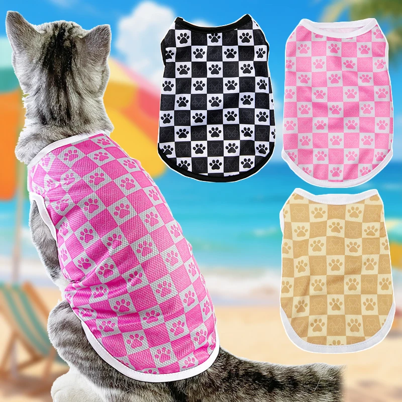 Summer Cat Clothes Vest Mesh Breathable Pet T-shirt For Small Medium ...