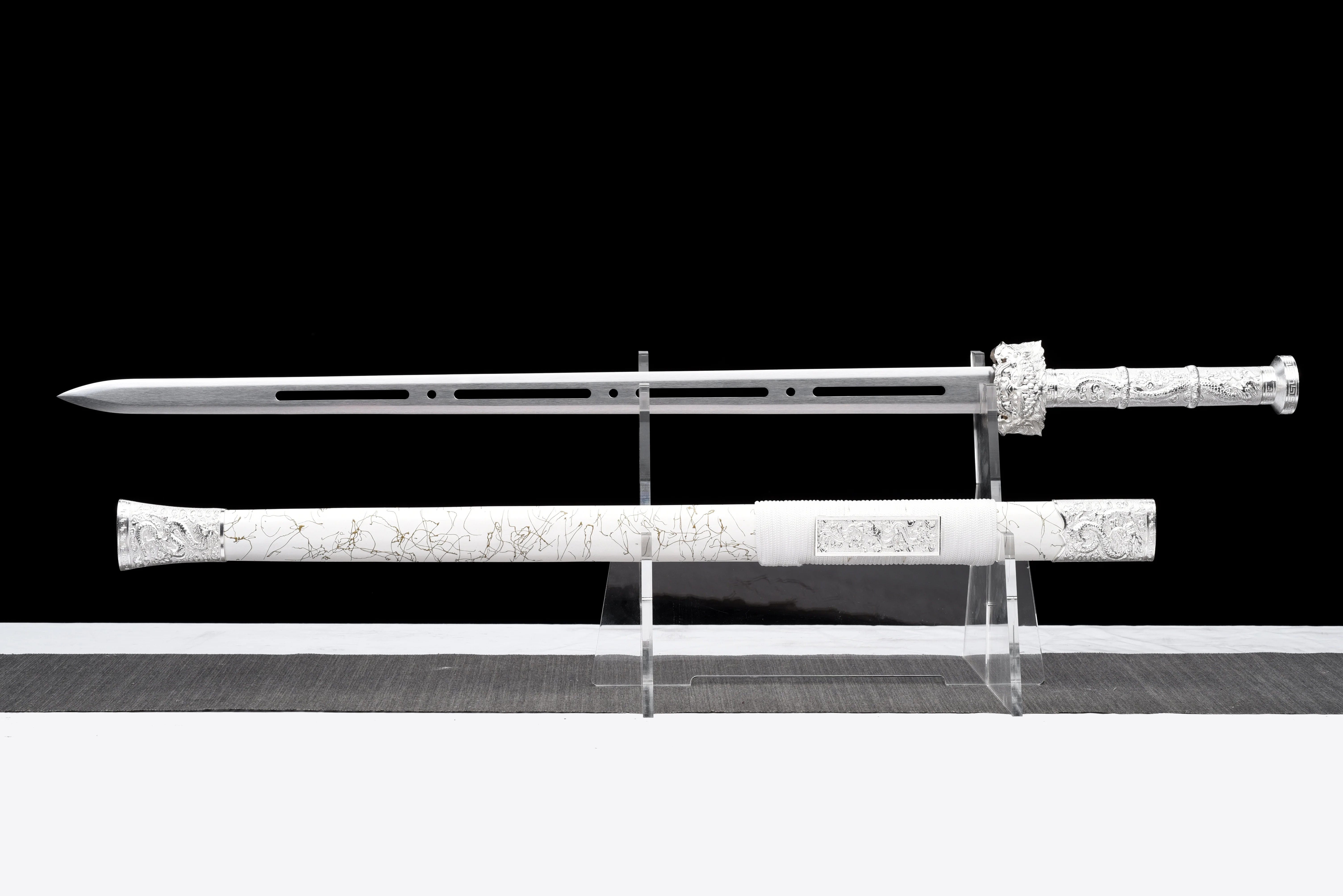 Silver-white Nine Dragons Ice Soul samurai Sword Damascus steel very ...
