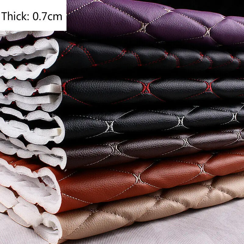 100x158cm-Faux-Leather-Fabric-Sponge-Quilted-Embroidered-Car-Interior ...