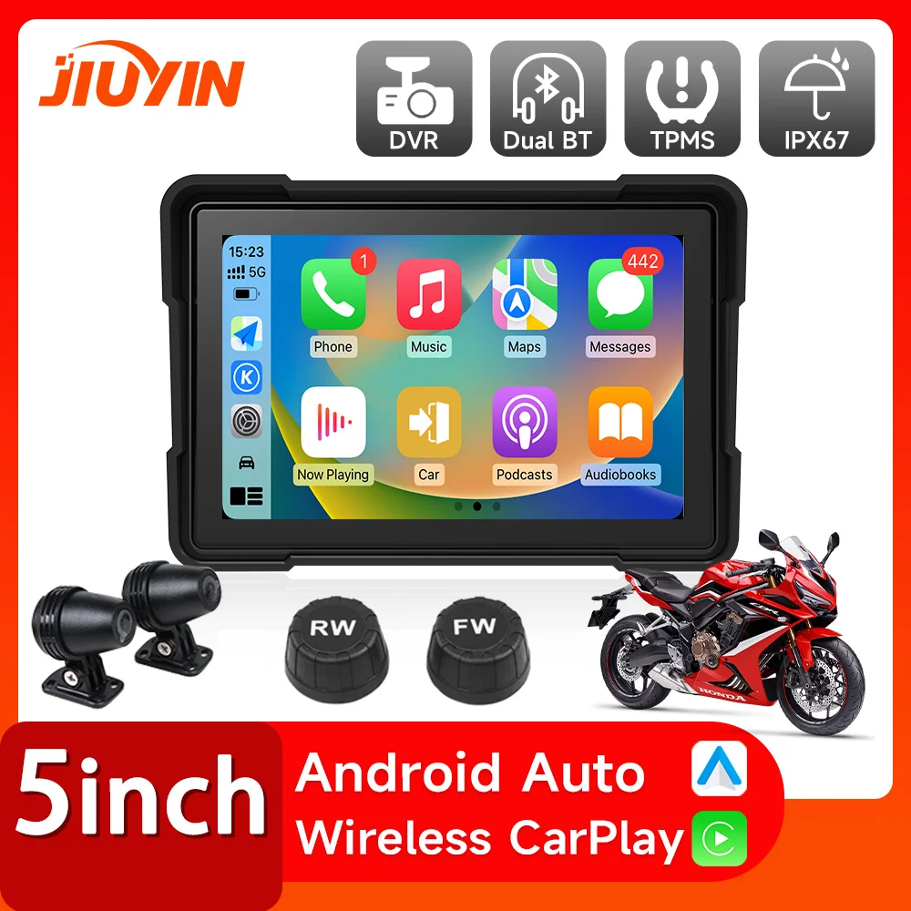 5Inch-Screen-for-Motorcycle-Wireless-CarPlay-Android-Auto-GPS ...