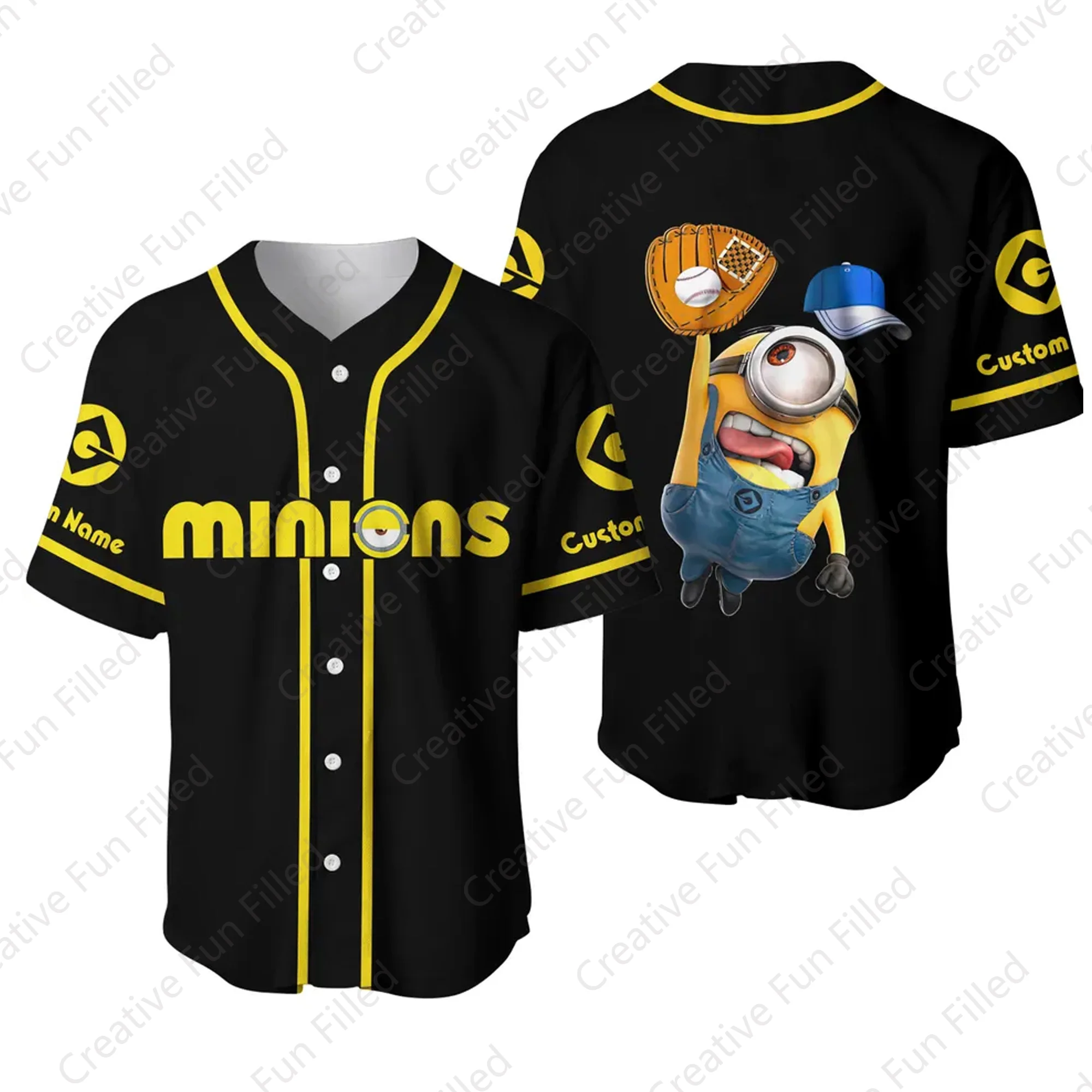 2024-New-Summer-Baseball-Big-eyed-Minions-Cartoon-Casual-Vacation ...