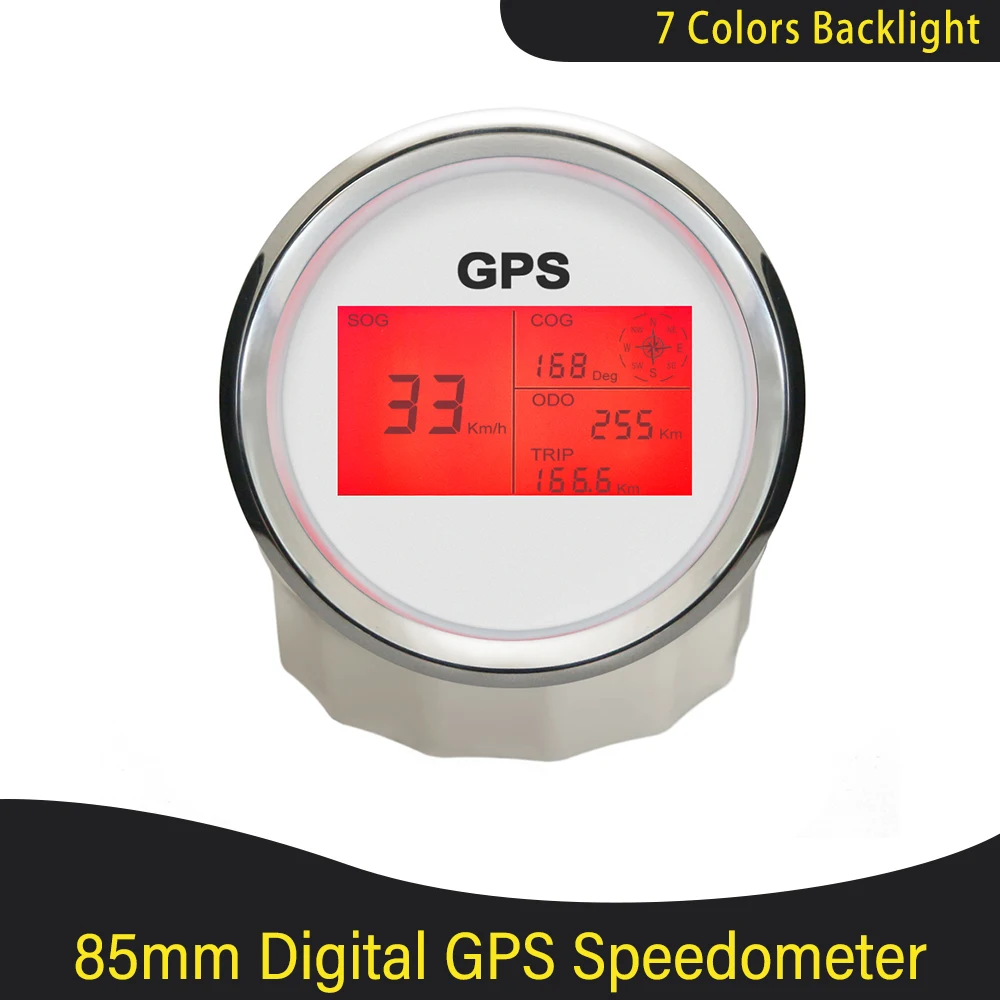 새로운 7 백라이트 85mm 보트 자동차 디지털 GPS 속도계 LCD 속도 게이지 주행 거리 코스 GPS 안테나 ...