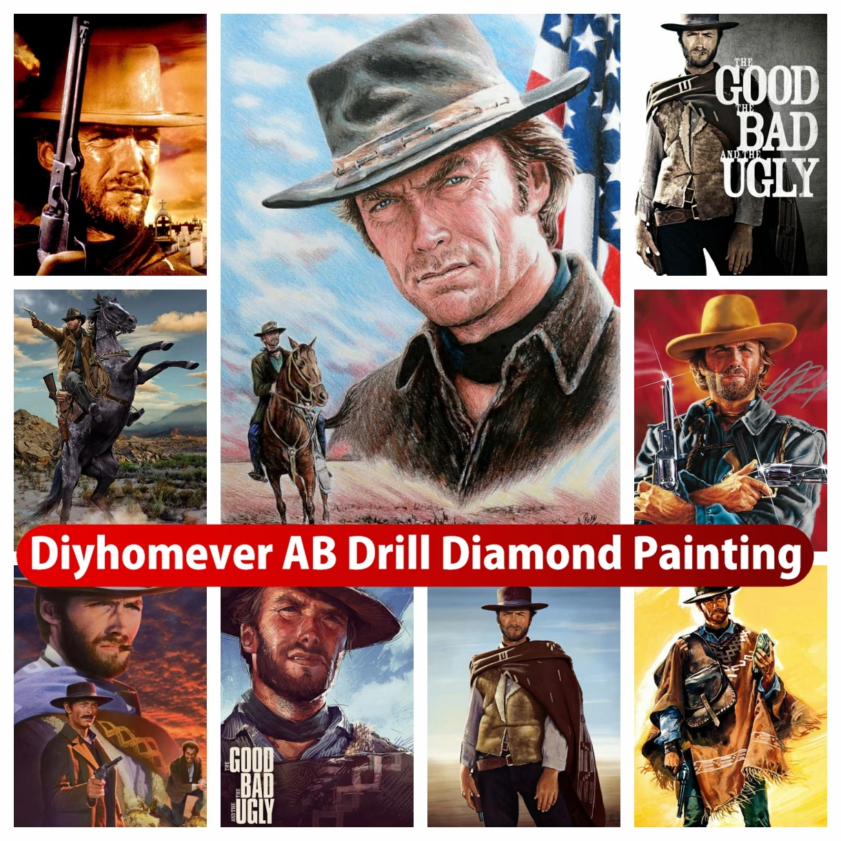 Clint-Eastwood-Cowboy-AB-Diamond-Painting-A-Fistful-Of-Dollars-Movie ...
