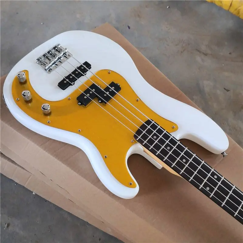 4-Strings-21-Frets-Bass-Guitar-White-Guard-Plate-Bright-Light-Paint ...