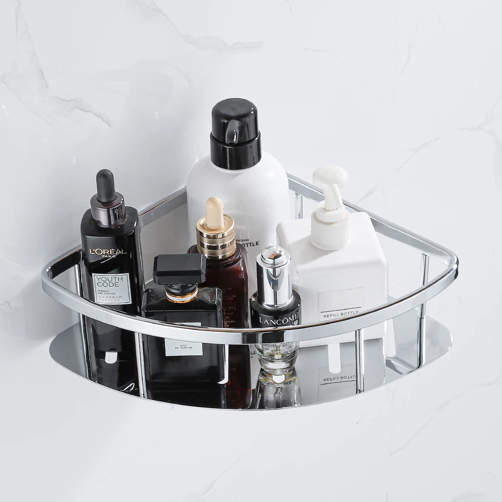 Stainless Steel Shower Corner Storage Rack Bathroom Triangle Shelf ...