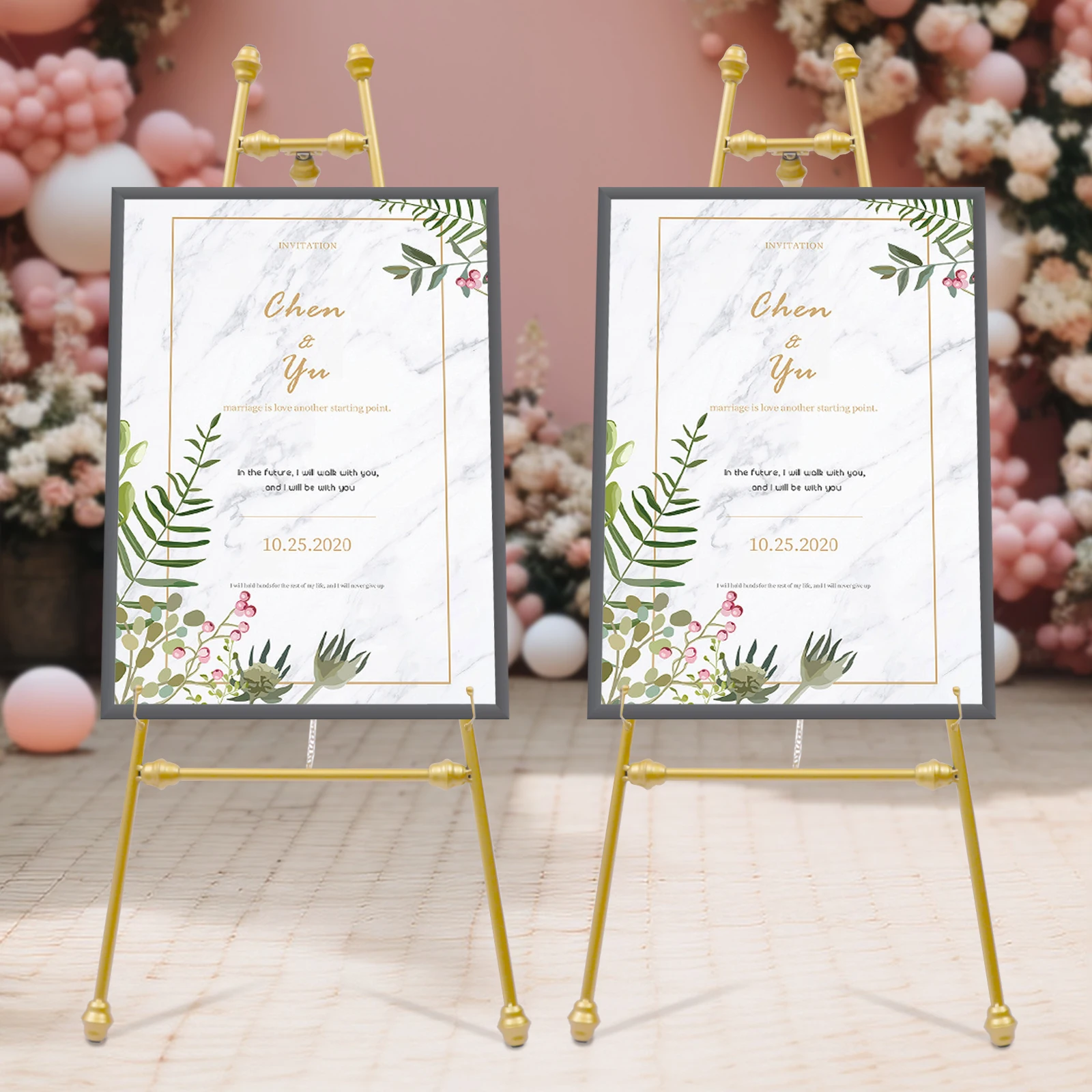 2Pcs-Metal-Portable-Floor-Easel-Stand-for-Decorative-Display-Golden ...