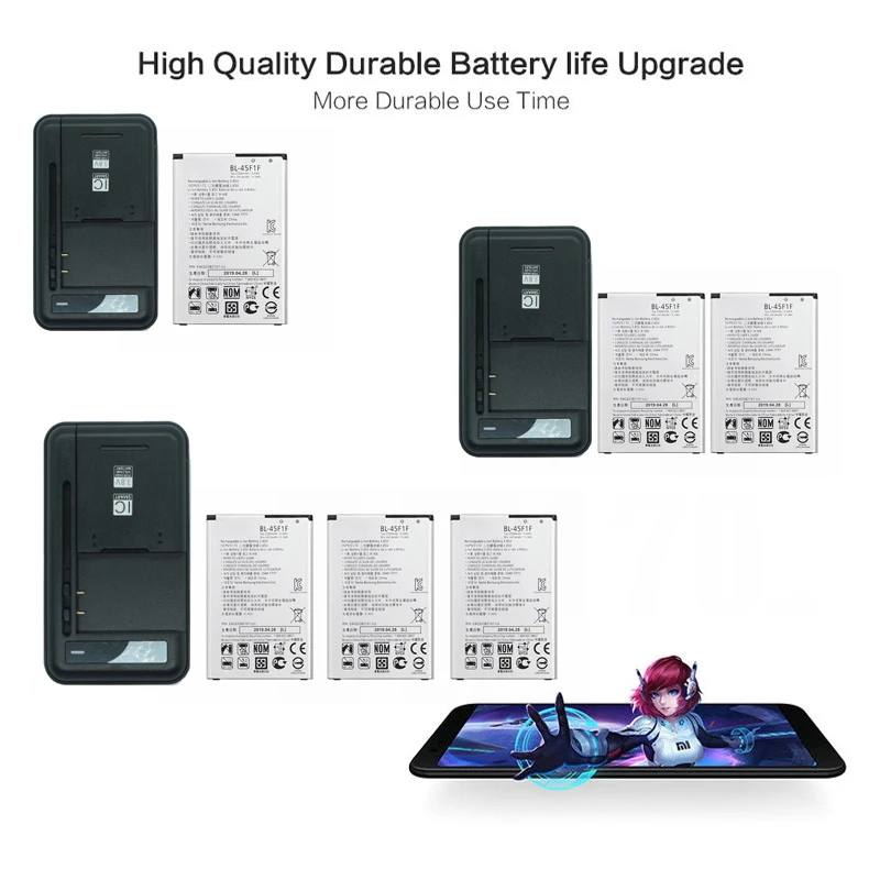 Seasonye 2500mAh BL-45F1F Phone Replacement Battery + Universal Charger ...