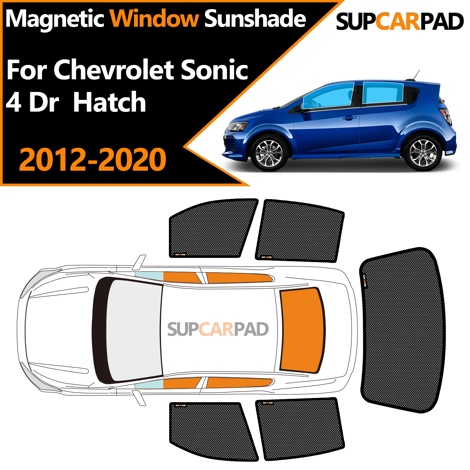 Custom Car Window Sunshade For Chevrolet Sonic 4 Dr Hatch 2012-2020 ...