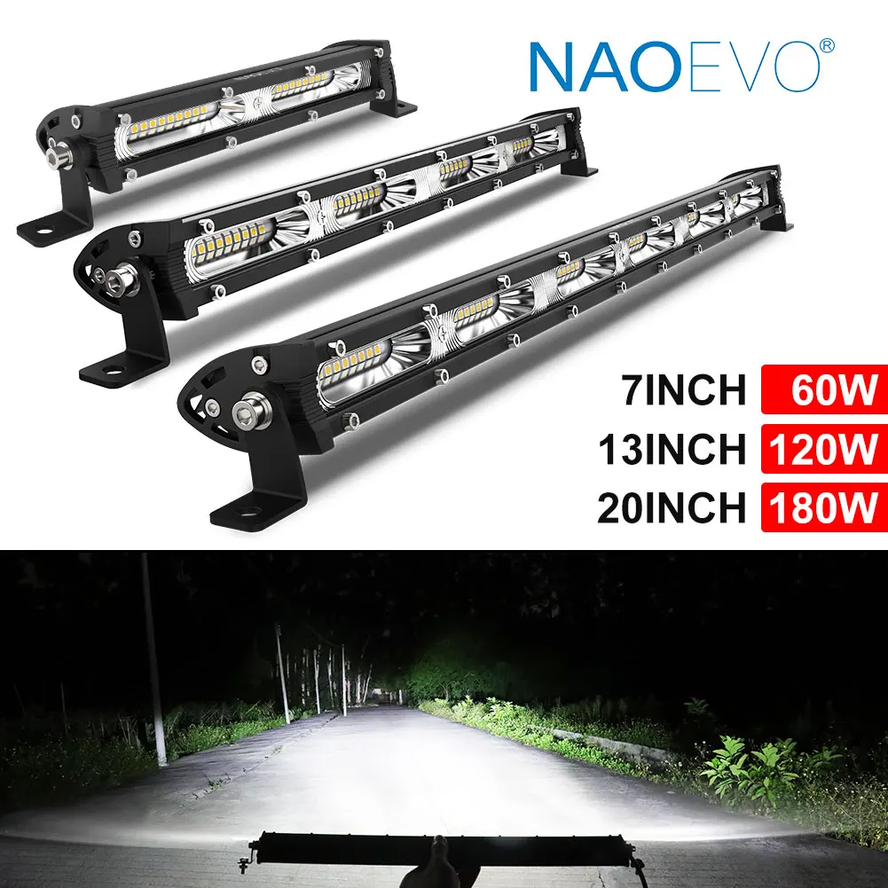 NAOEVO-7-inch-Ultra-Slim-Barra-Led-light-bar-12V-24V-Flood-Led-Bar-4x4 ...