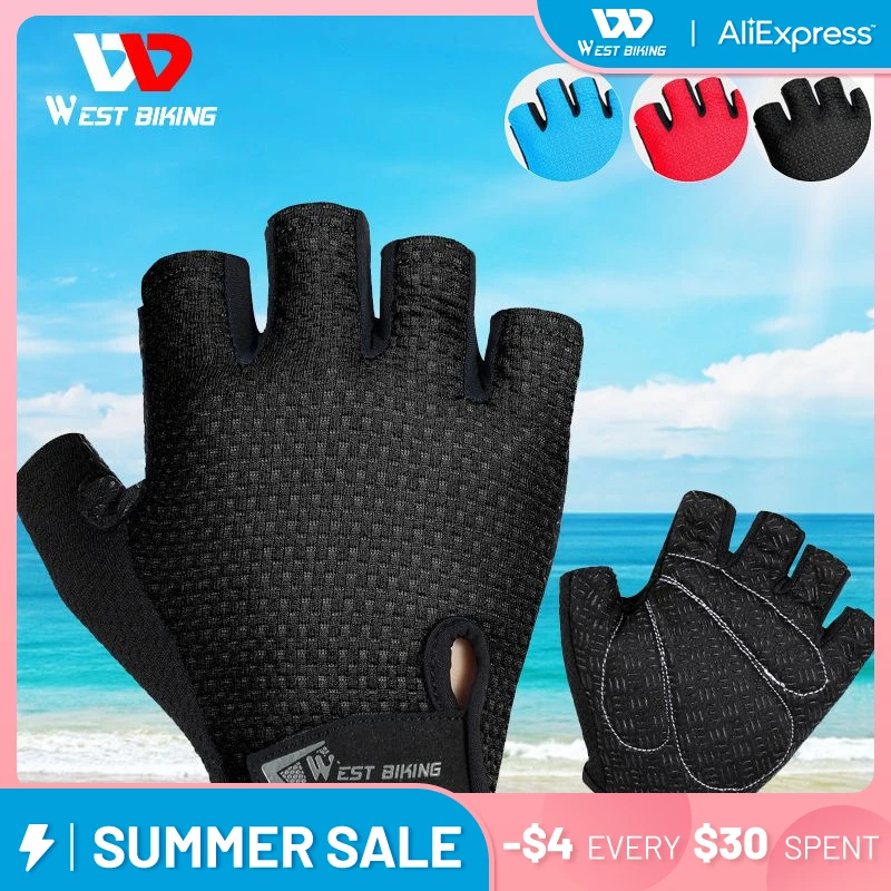 WEST BIKING Bicycle Gloves Anti Slip Breathable Half Long Finger ...