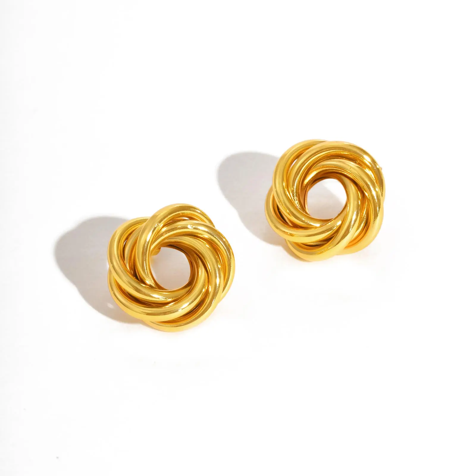 Geometric Irregular Twist Texture Earrings for Women, Gold Color Chunky ...