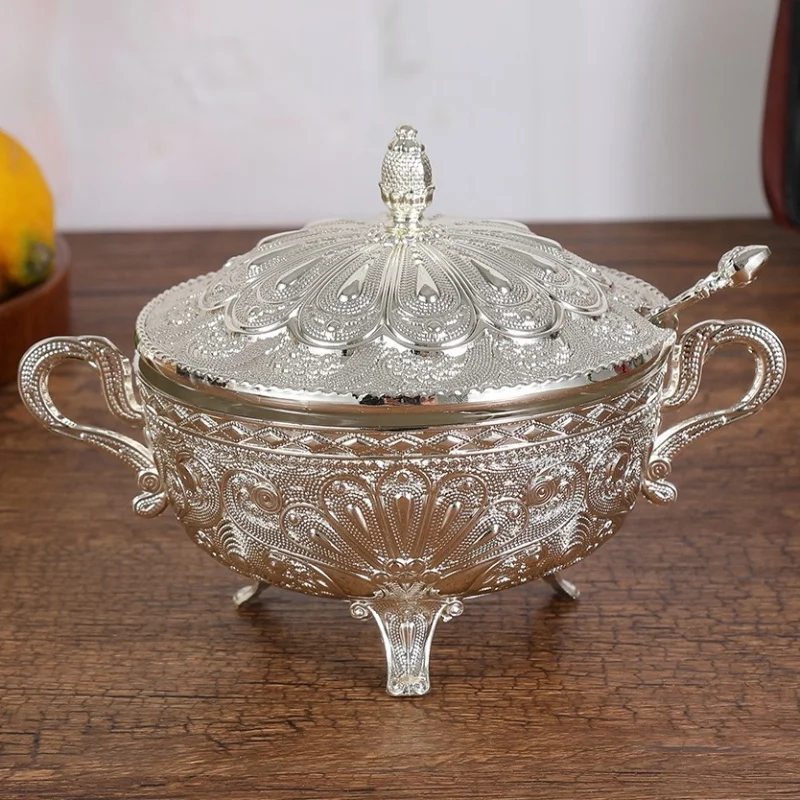 Seasoning Jar,Silver Alloy With lid Spice Salt Cheese Container,Coffee ...
