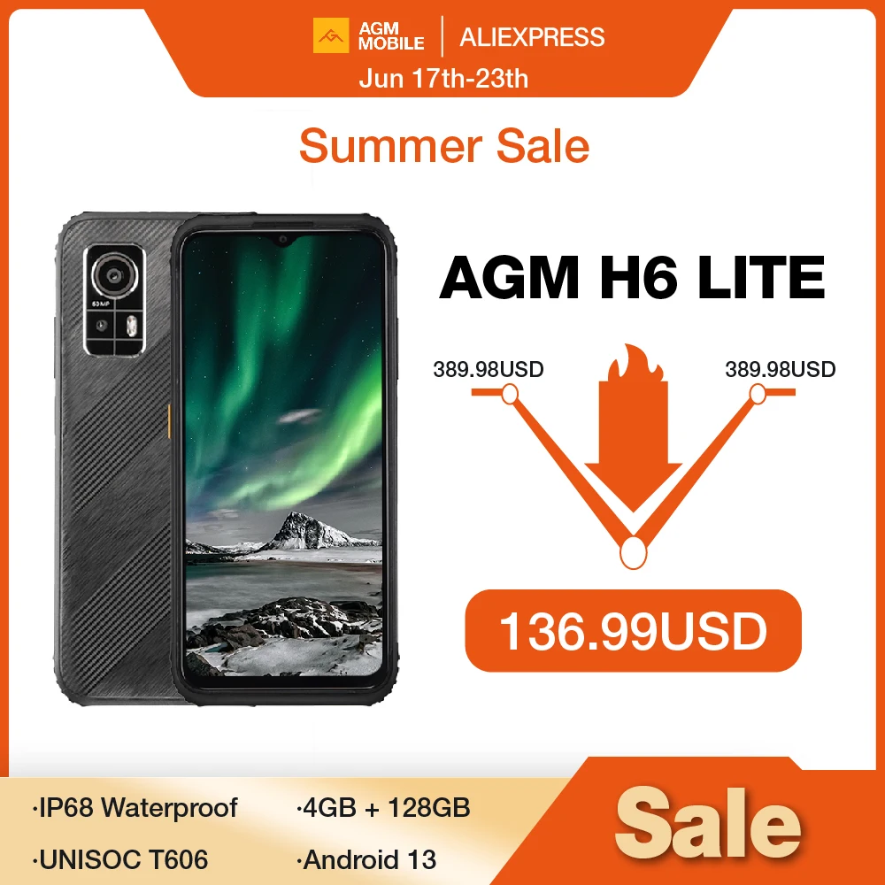 AGM-H6-Lite-50MP-Camera-Rugged-Phone-Waterproof-Dropproof-6-56-HD ...