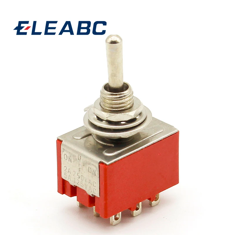 1 pcs NEW Red 9 Pin ON OFF ON 3 Position Mini Toggle Switch AC 6A/125V ...