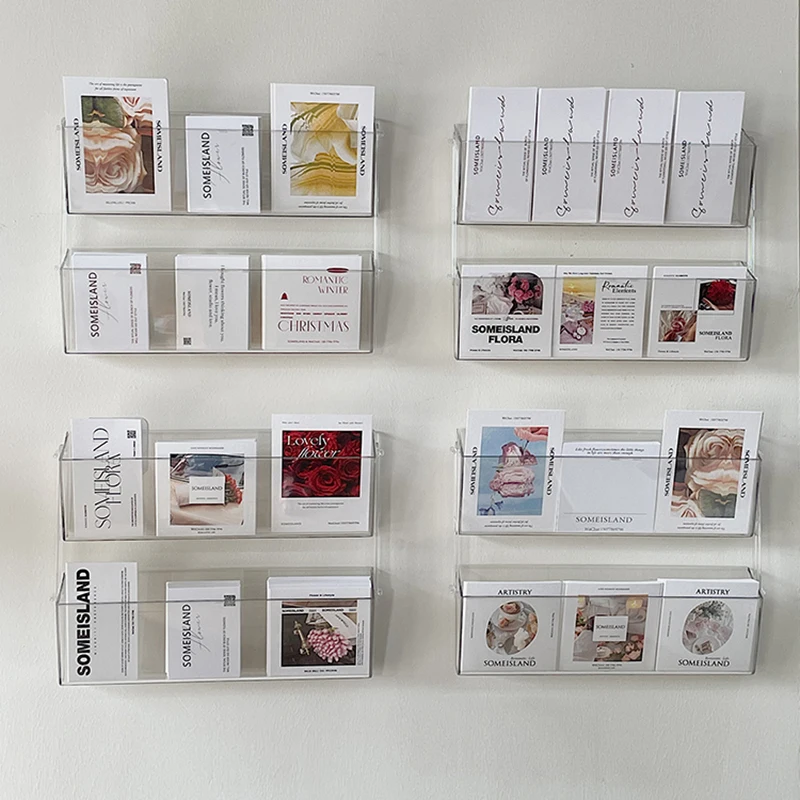 Acrylic-Postcard-Card-Display-Rack-Clear-Wall-mounted-Brochure-Holder ...