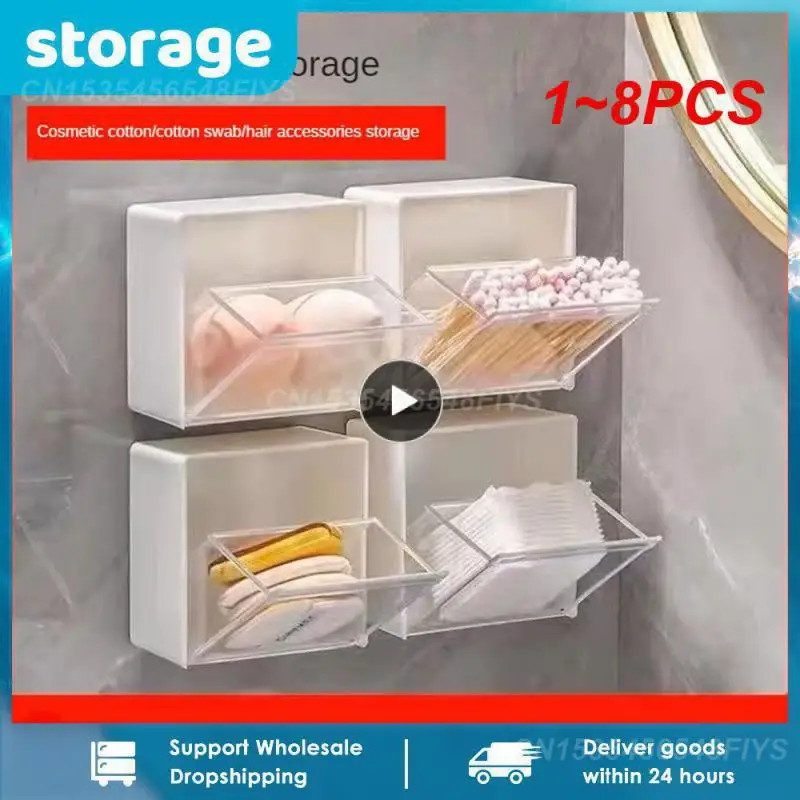 Box-Wall-Mounted-Flip-Storage-Box-Punch-Free-Transparent-Adhesive-Small ...