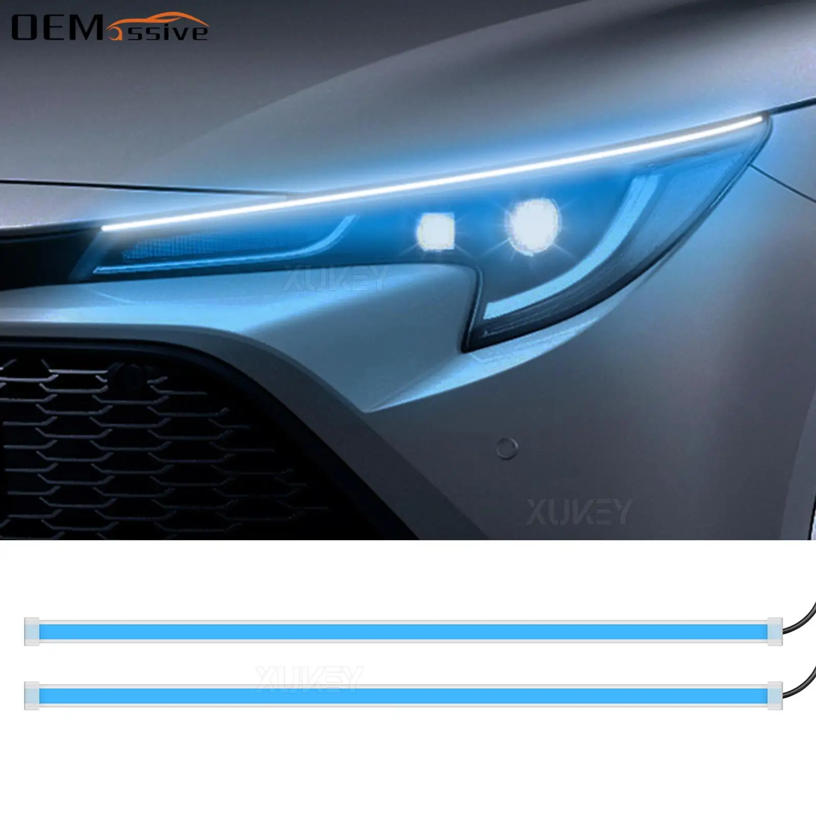 2X-45cm-60cm-LED-DRL-Car-Daytime-Running-Light-Flexible-Strip-Auto ...