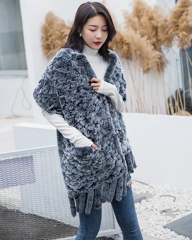 190-36cm-Winter-Knitted-Real-Rex-Rabbit-Fur-Scarf-with-Pocket-Wide ...