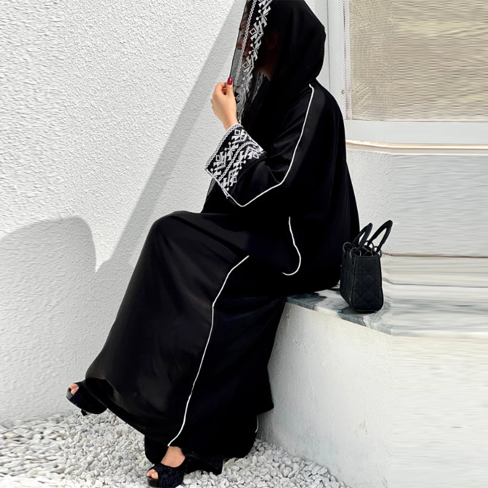 Fashion-Classic-Embroidered-Abaya-Hijab-Dress-Kimono-Coat-Outwear-Women ...