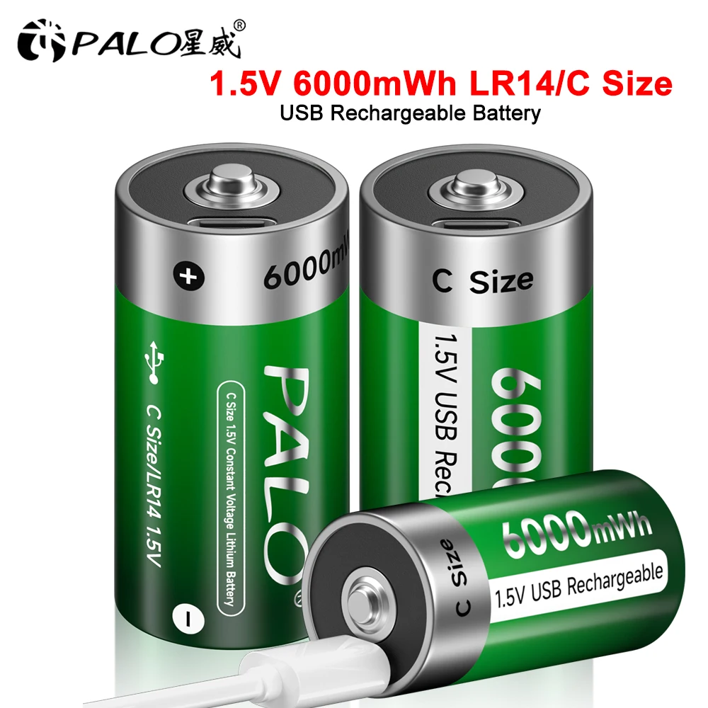 PALO-1-8pcs-1-5V-6000mWh-LR14-C-Size-Rechargeable-Battery-Type-C-USB ...