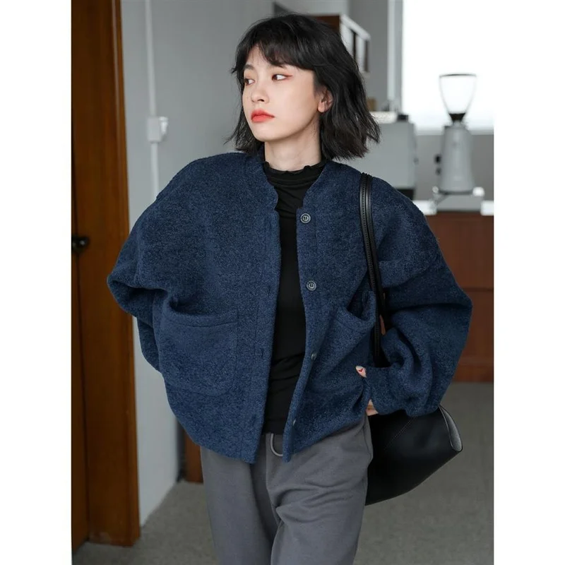 Deeptown mulheres jaquetas de lã casual coreano moda básica kawaii bonito topos vintage ...