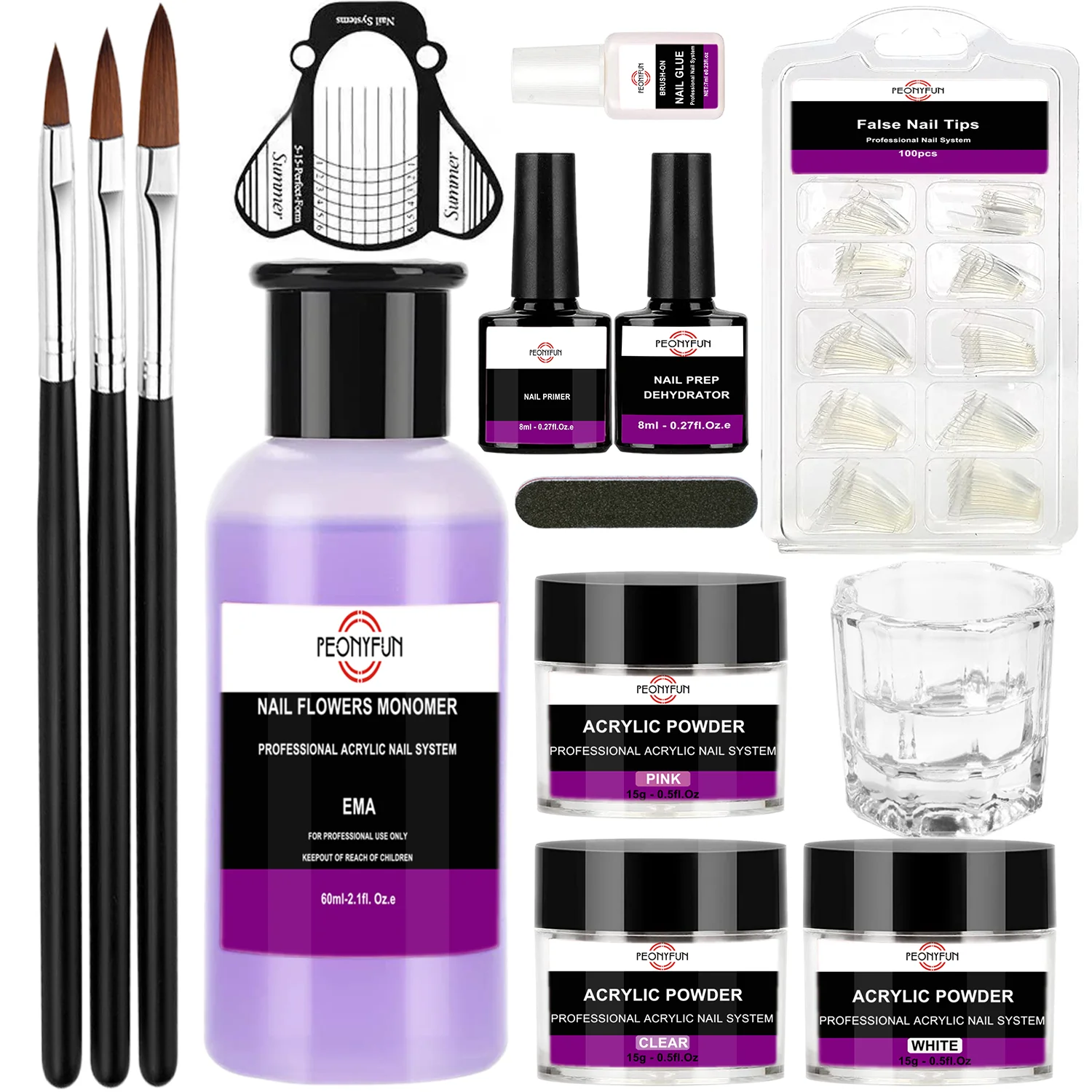 Nail Acrylic Powder and Liquid Set Acrylic Nail Kit with Liquid Monomer ...