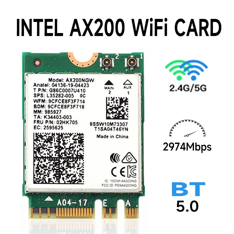 Dual Band 2.4gbps Intel Wi-fi Ax200ngw 802.11ax / Acwifi Ax200 Ngff M.2 ...