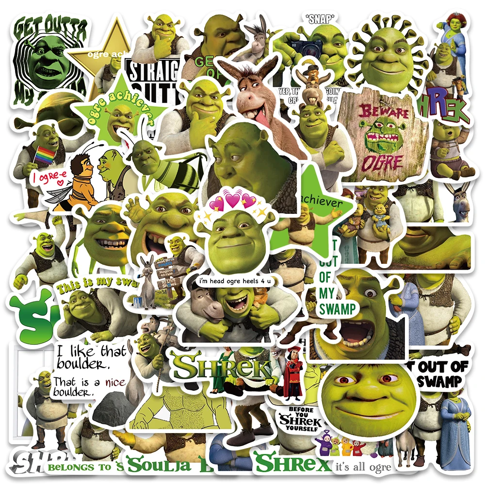10-52pcs-Funny-Cartoon-Anime-Shrek-Stickers-Waterproof-Graffiti-For ...