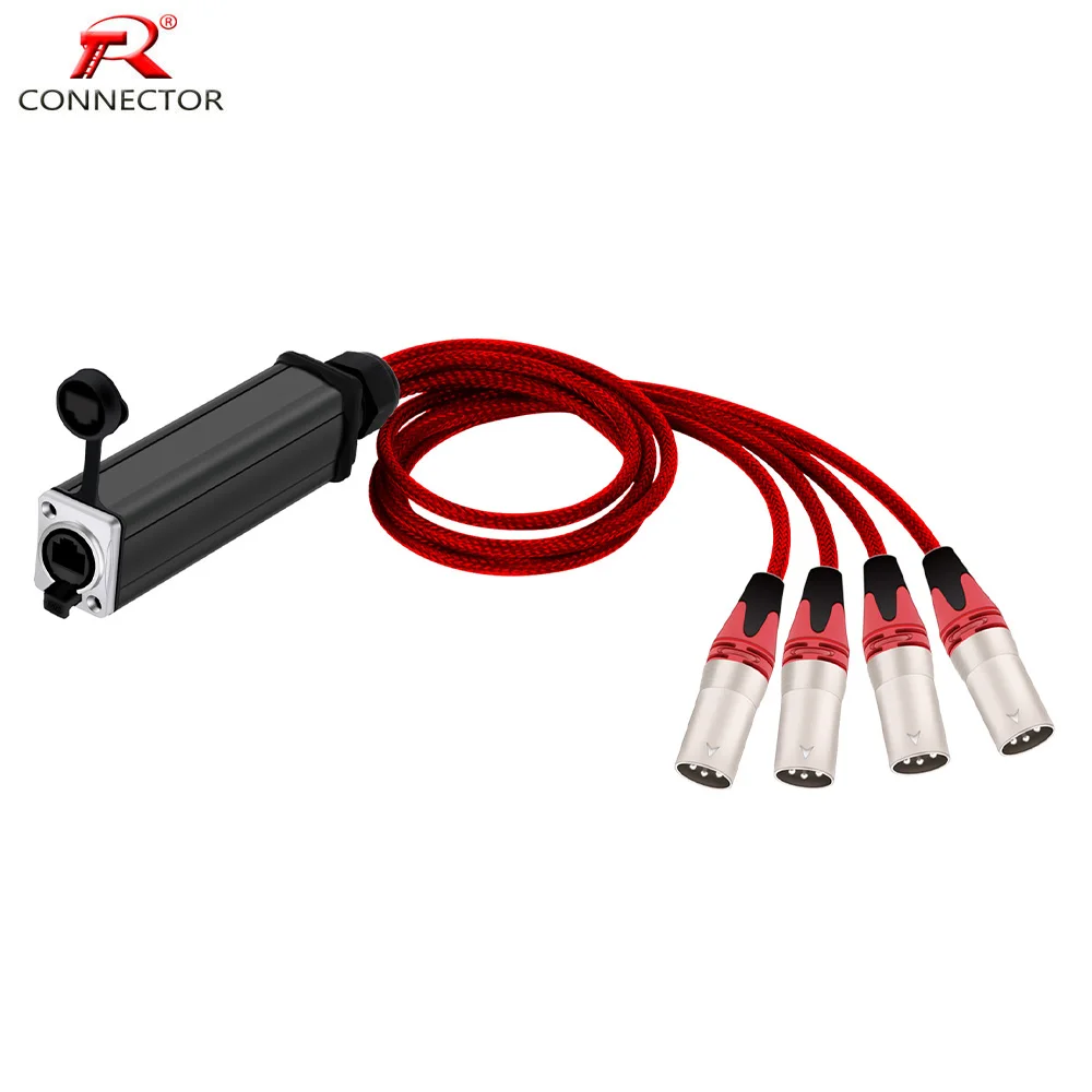 IP65-RJ45-CAT5-to-4-Channel-3Pins-XLR-Male-Female-Connector-Audio-Cable ...