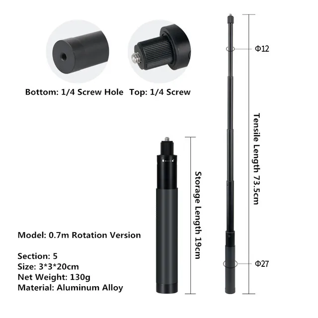 Invisible Extended Edition Selfie Stick Scalable Monopod for Insta360 ...