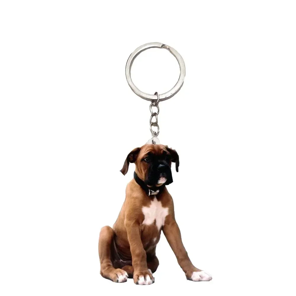 Bulldog-Acrylic-Keyring-Animal-Sit-Dogs-Keychain-2D-Plat-Men-Car-Key ...