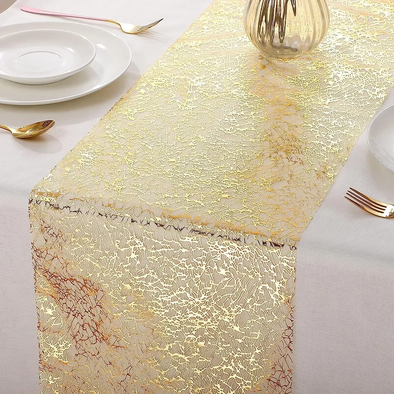 Glitter Metallic Table Runner,Polyester Gold/Rose Gold Table Runner ...
