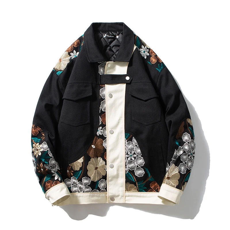 Men-Flowers-Print-Cotton-Twill-Winter-Casual-Jacket-Slim-Fit-Design ...