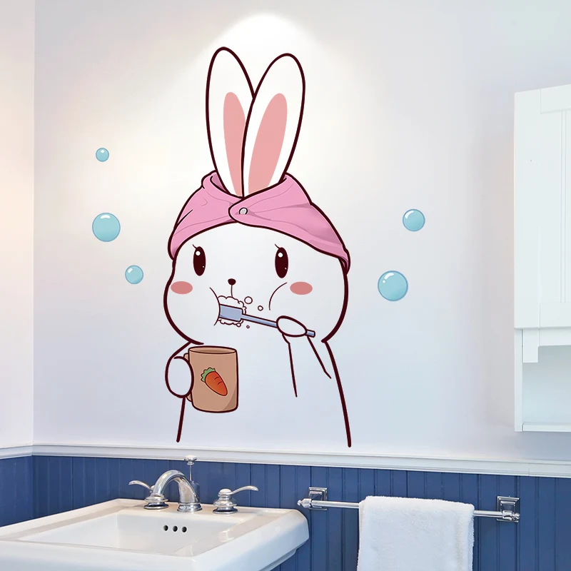 SHIJUEHEZI-Cartoon-Rabbit-Wall-Stickers-DIY-Bunny-Animal-Mural-Decals ...