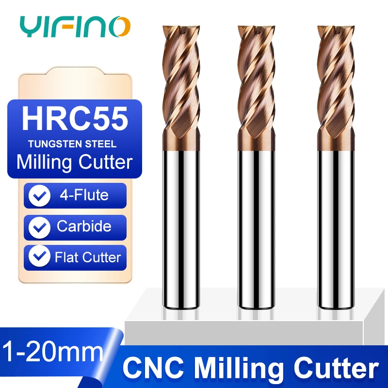 YIFINO-HRC55-4-Flute-Alloy-Coating-Tungsten-Steel-Carbide-Flat-Bottom-Milling-Cutter-CNC ...