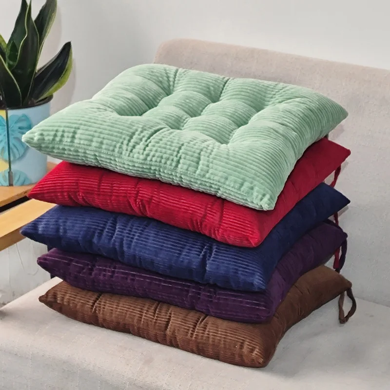 Corduroy Strap Cushion Solid Color Office Chair Cushion Soft and ...