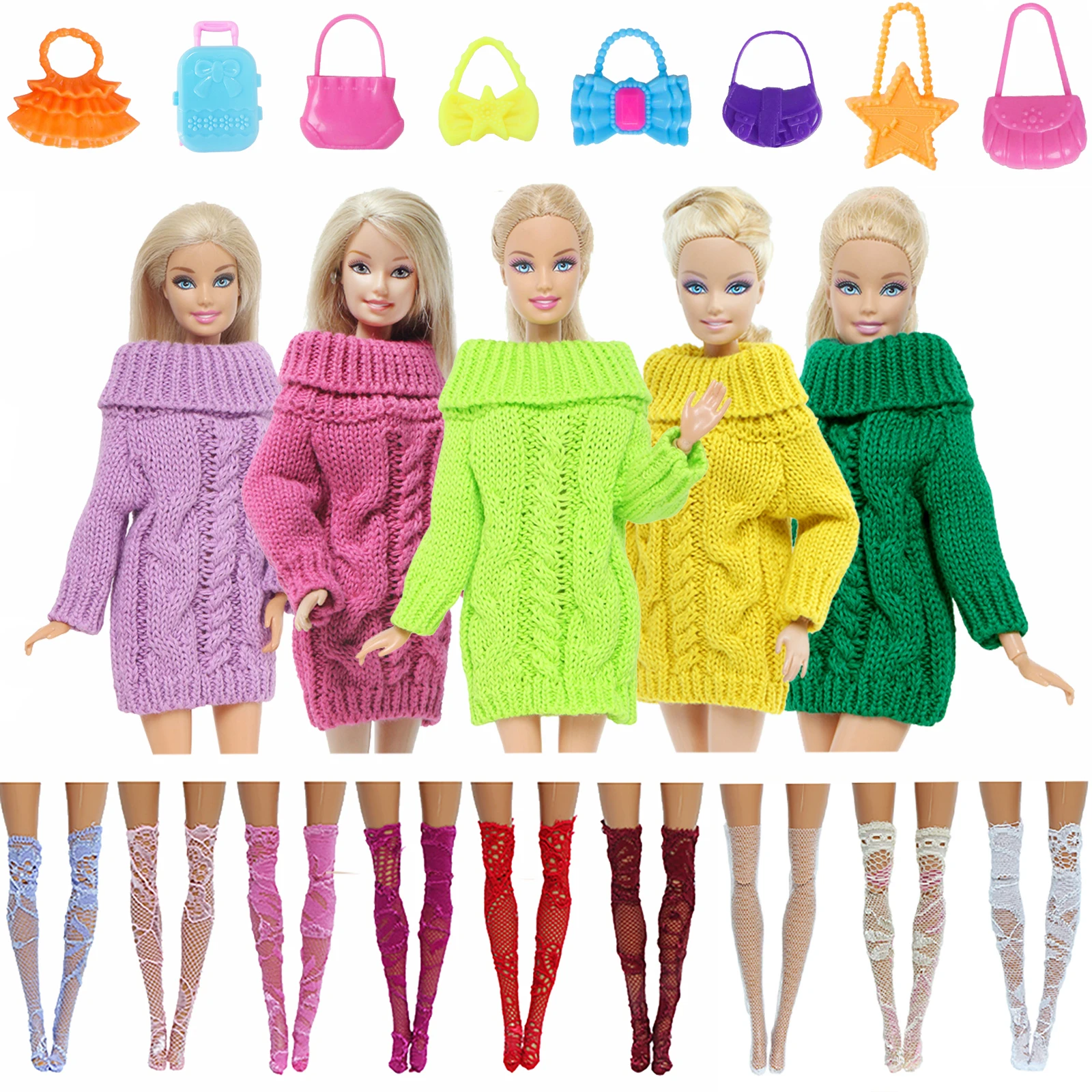 Handmade Winter Doll Outfits Hat Stocking Knitted Sweater Clothes for ...
