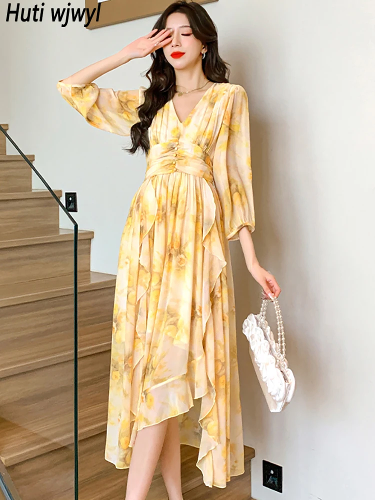 Summer-Floral-Chiffon-Ladies-Dresses-Summer-Korean-Fashion-Elegant ...