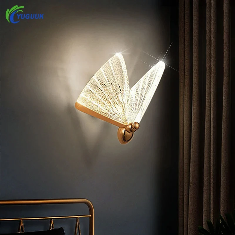 Modern-LED-Butterfly-Wall-Lamp-Indoor-Lighting-Acrylic-Lampshade-Wall ...