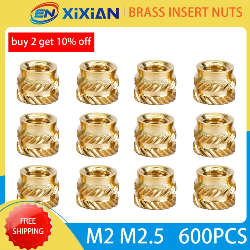 600pcs M2 M2.5 Brass Insert Nut Heat Embedment Copper Nuts Hot Melt ...