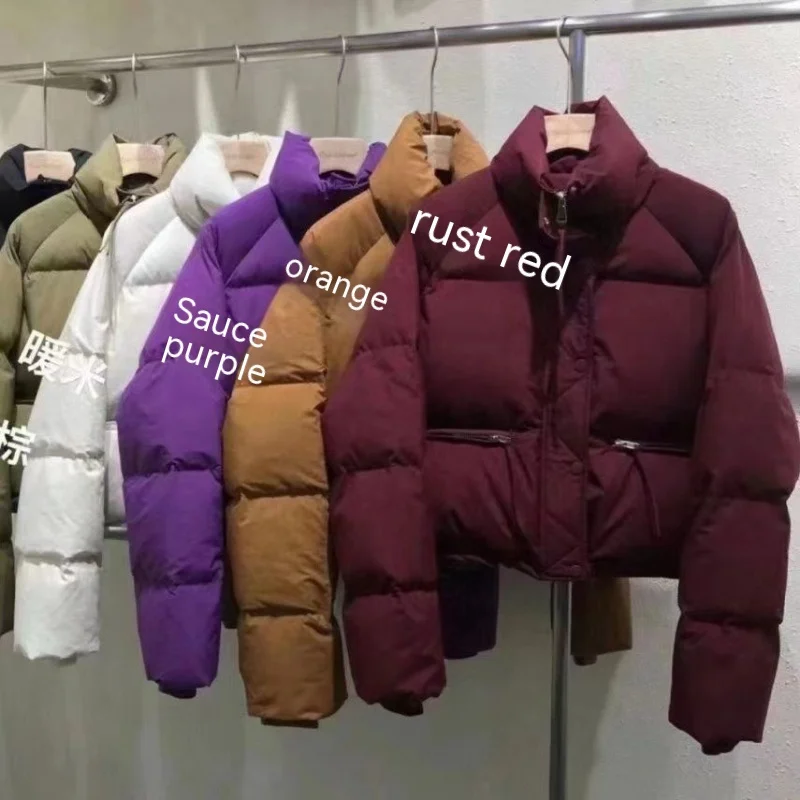 Winter-Down-Jacket-Cotton-Jacket-Women-Solid-Color-High-Waist-Super ...