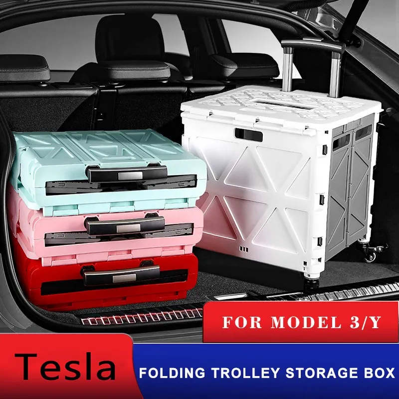 Model3 Vehicle Foldable Trolley Case 52L For Tesla Model 3 Y S X ...