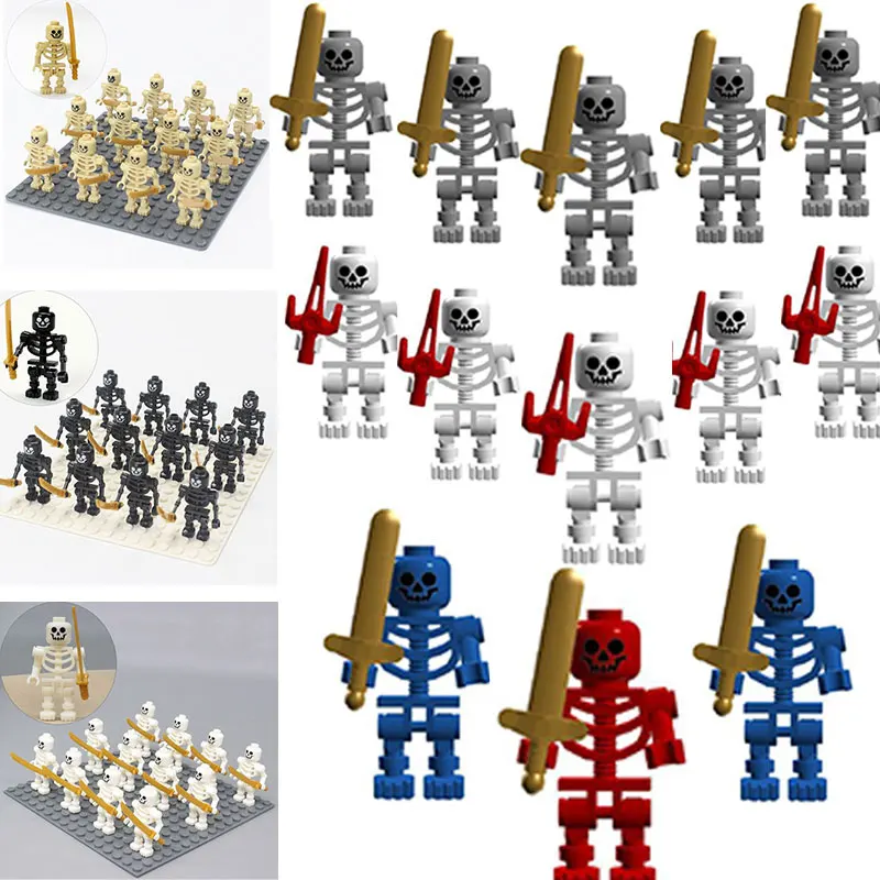 Skeleton Soldiers Army Building Block City Figures Weapons Sword ...
