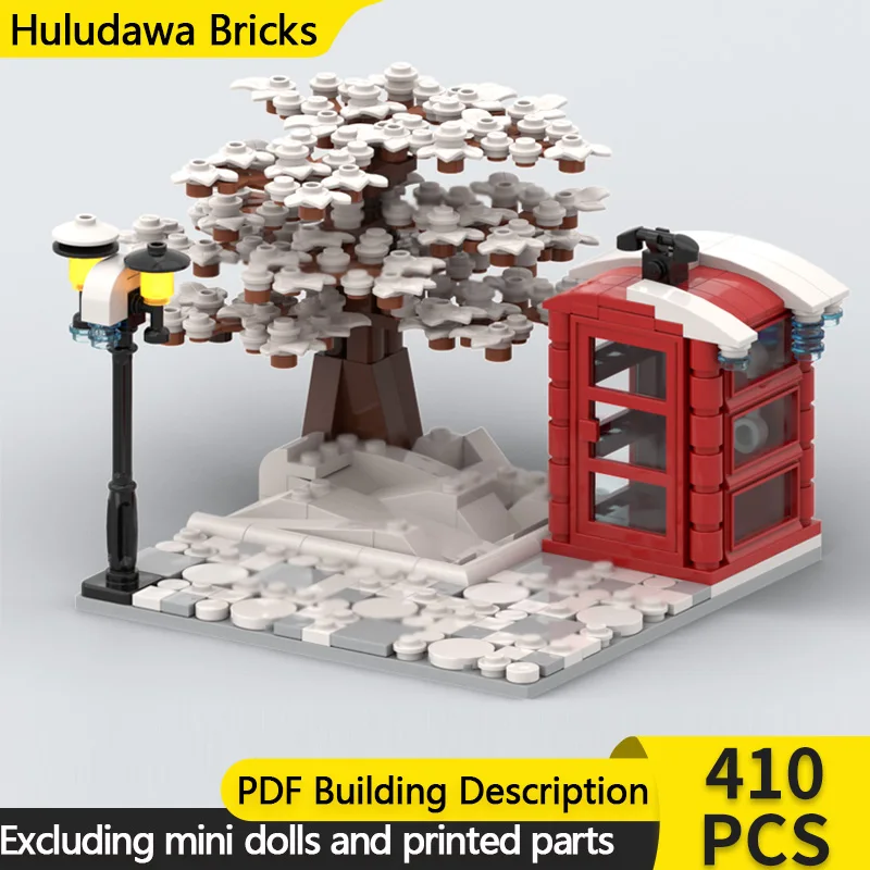 City Street View Model MOC Building Bricks Winter Snow Park Modular ...