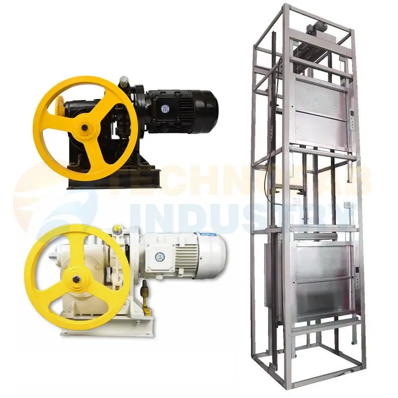 100kg-200kg-200lb-400lb-VVVF-Single-Speed-Rope-Technofab-Dumbwaiter-Elevator-Lift-Geared-Winding ...