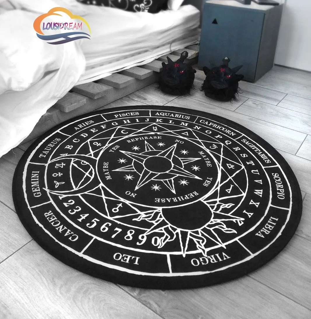 Pentagram-sun-Patterned-Round-Carpet-Satan-Devil-s-Trap-Rug-White ...