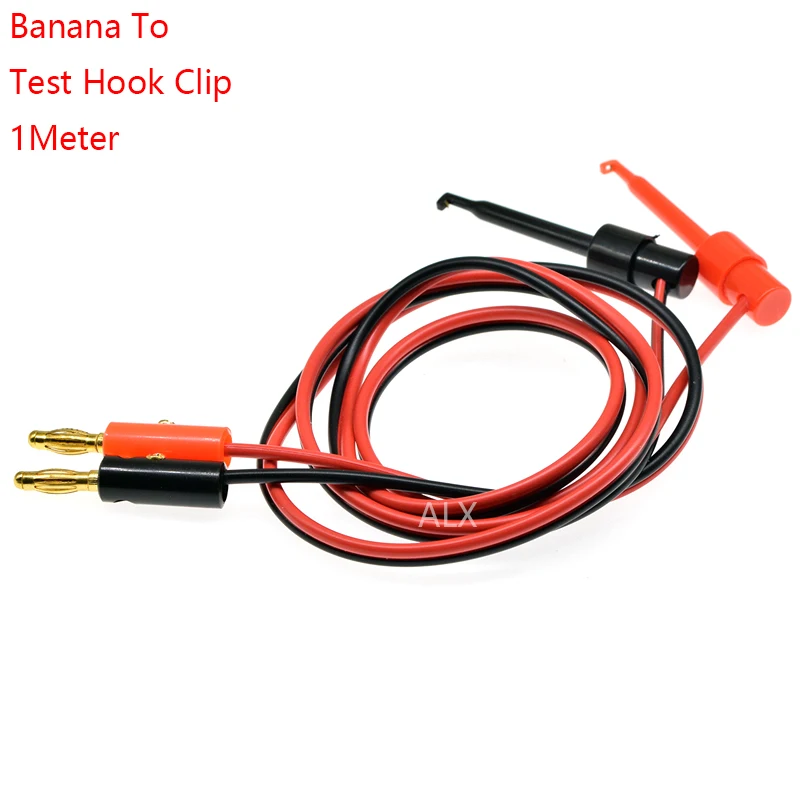 1 Pair 1M 4mm Banana Plug connectors to Hook Clip adapter electric ...