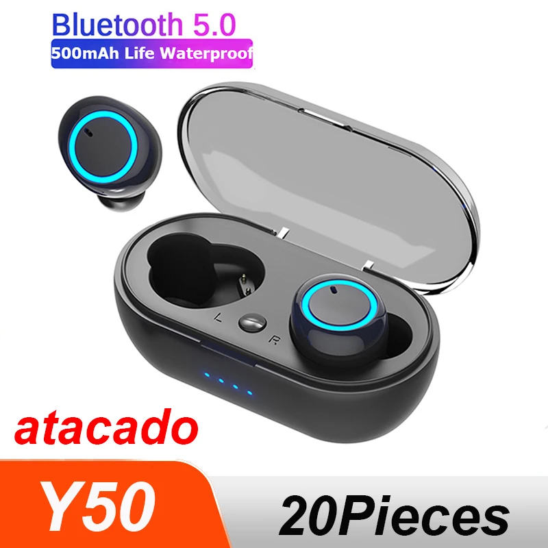 Auriculares inalámbricos Y50 con TWS, cascos con Bluetooth 5,0, estéreo, deportivos, 20 Uds ...